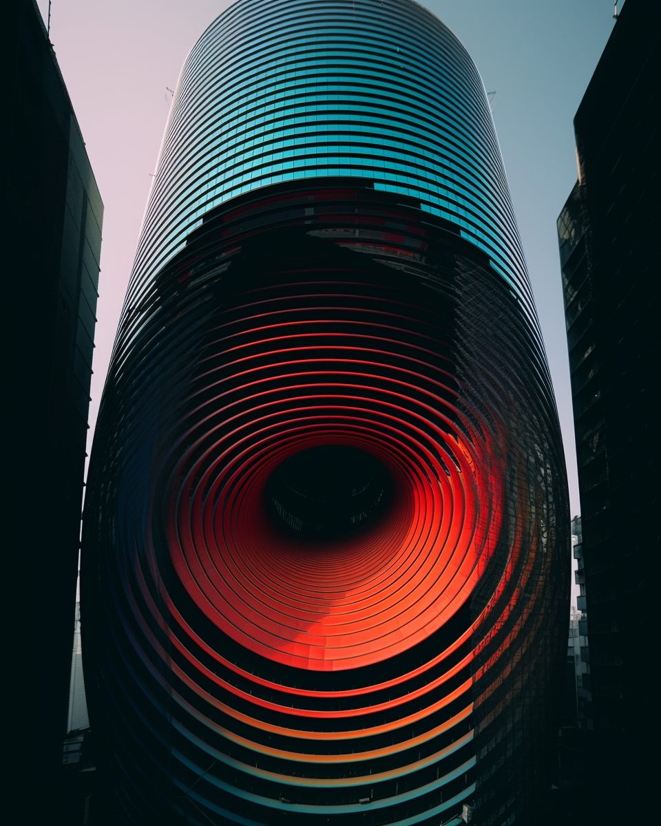A Tall and Modern Office Building with a touch of Spiral Inspiration