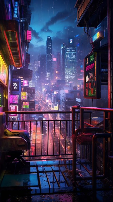 Cyberpunk Cityscape View