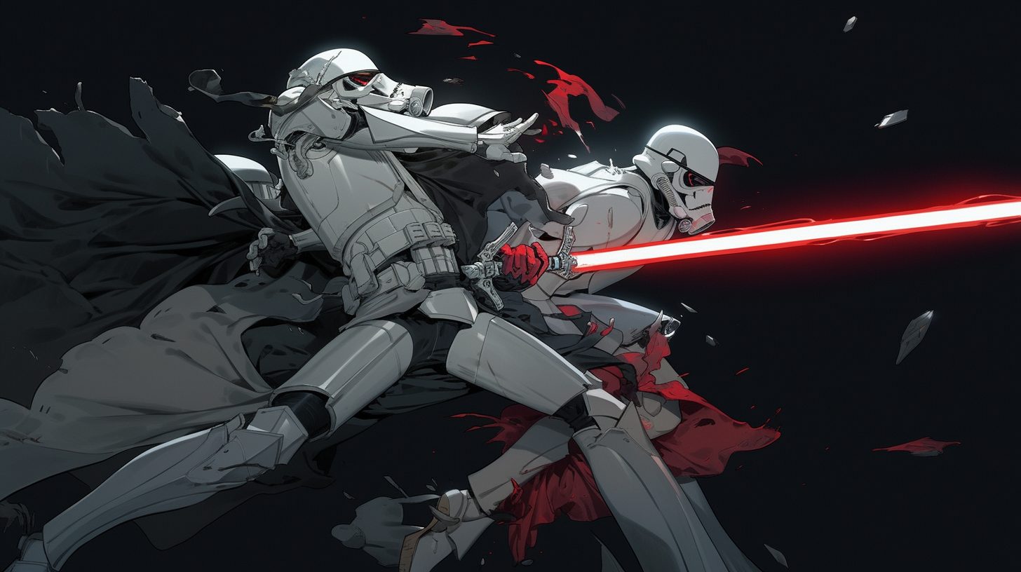 Stormtrooper Wielding a Red Lightsaber