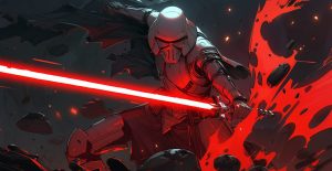 Stormtrooper Wielding a Red Lightsaber