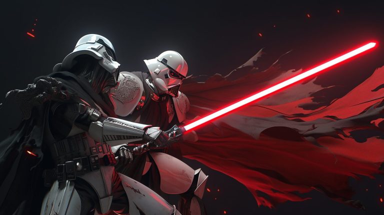 Stormtrooper Wielding a Red Lightsaber