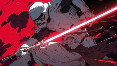 Stormtrooper Wielding a Red Lightsaber