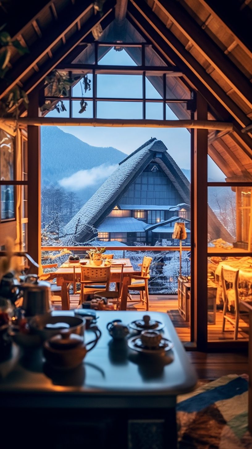 A Gassho-Style Home at a Snowy Japanese Village