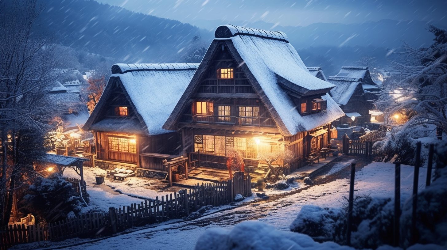 A Gassho-Style Home at a Snowy Japanese Village
