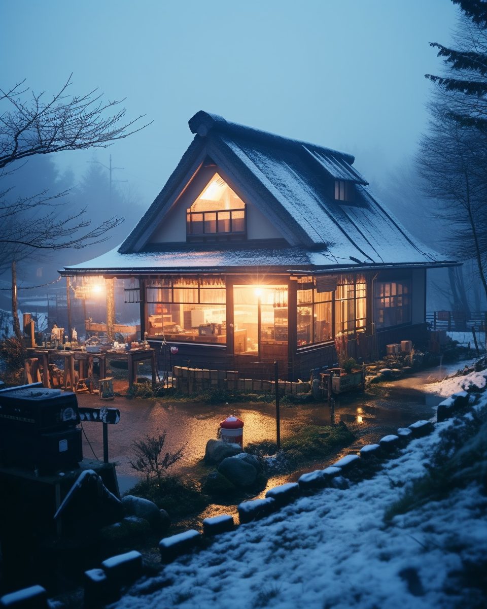 A Gassho-Style Home at a Snowy Japanese Village