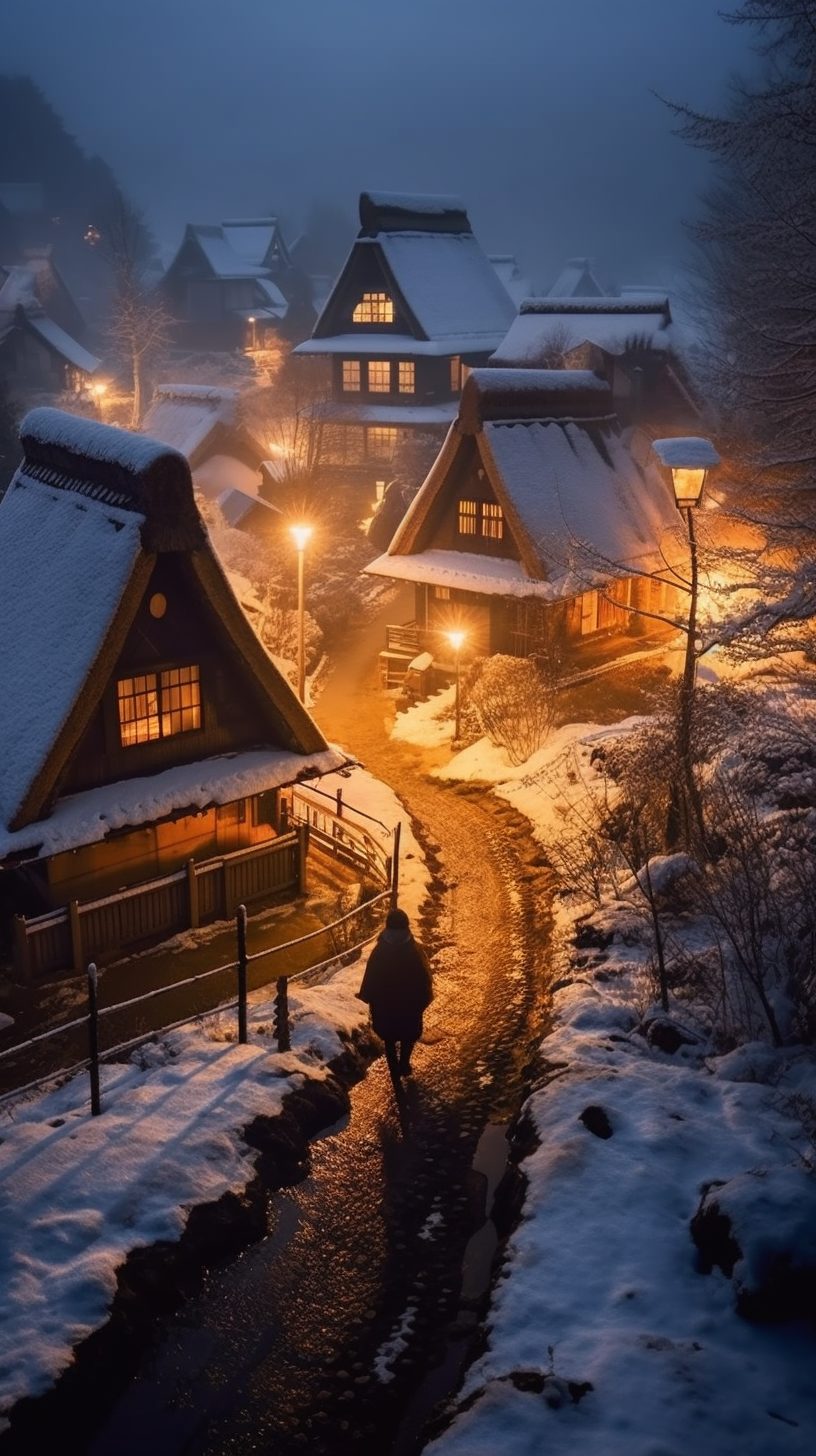 A Gassho-Style Home at a Snowy Japanese Village