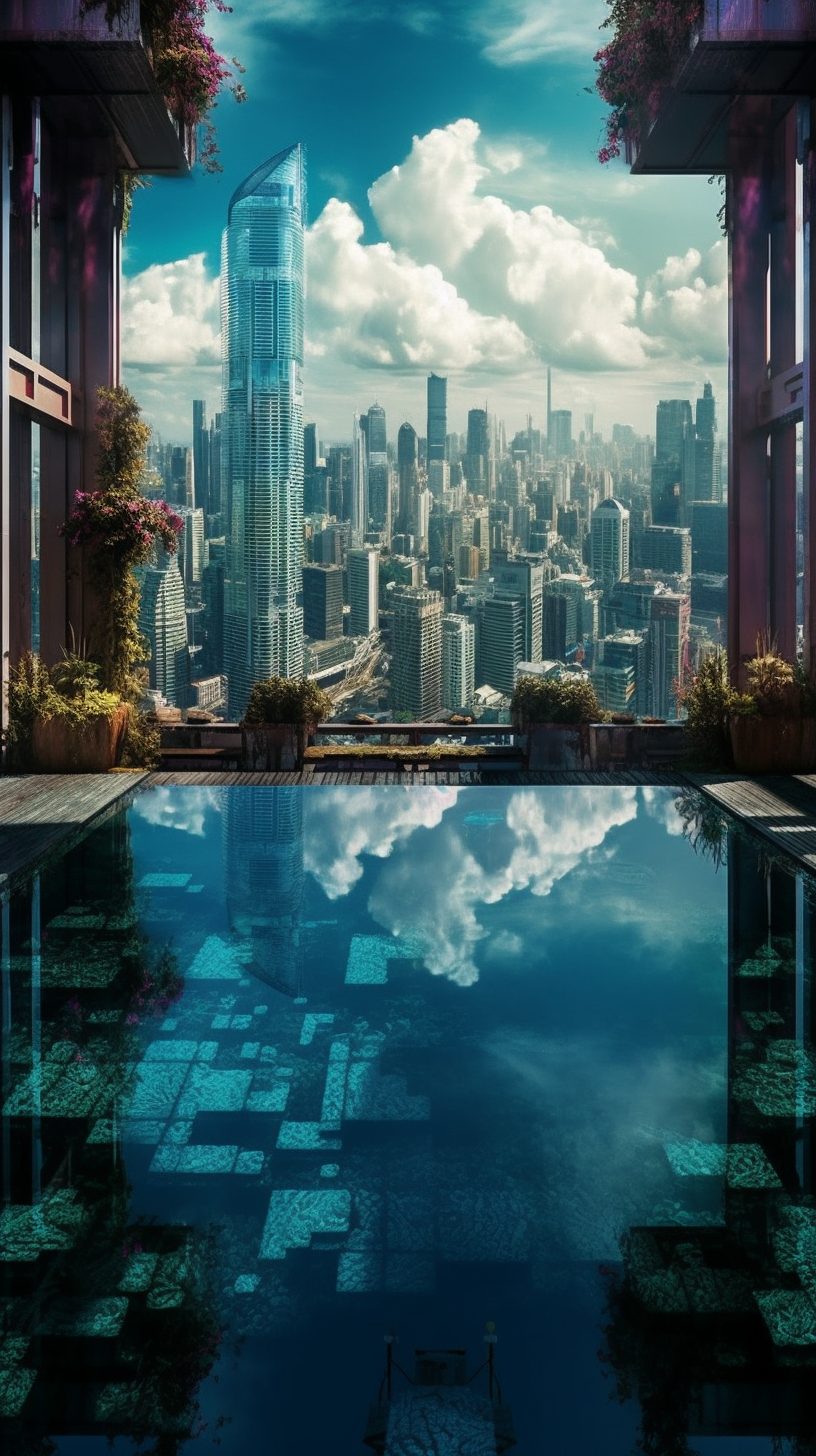 A Rooftop Infinity Pool with a View of the City