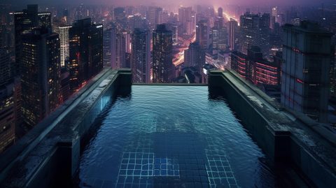 A Rooftop Infinity Pool with a View of the City