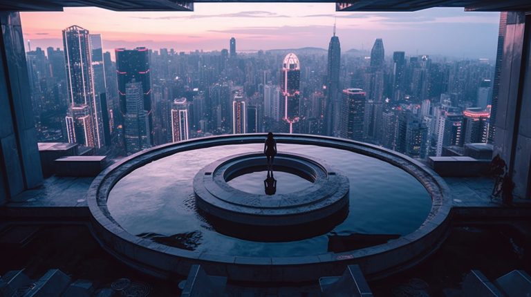 A Rooftop Infinity Pool with a View of the City