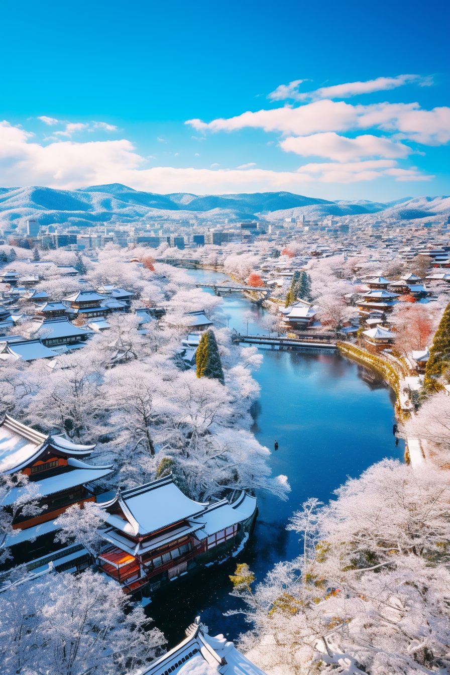 A Snow Covered Kyoto Town