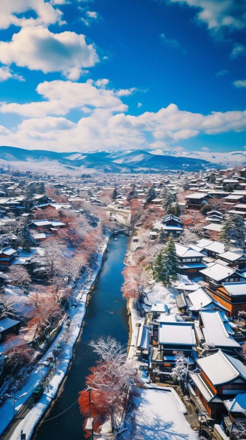 A Snow Covered Kyoto Town