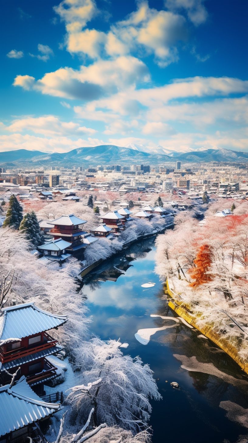 A Snow Covered Kyoto Town
