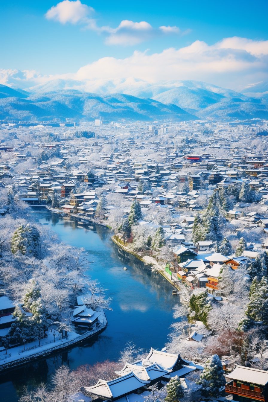 A Snow Covered Kyoto Town