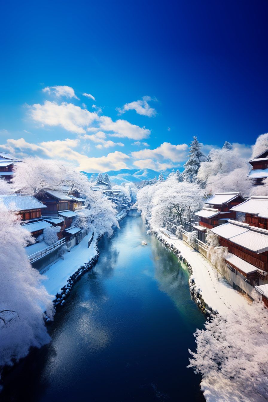 A Snow Covered Kyoto Town