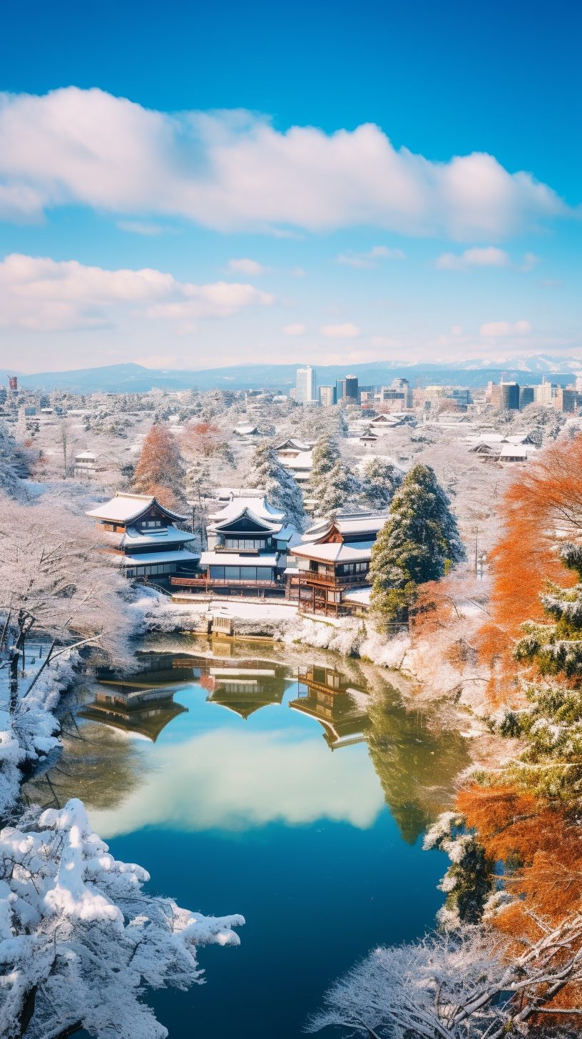 A Snow Covered Kyoto Town