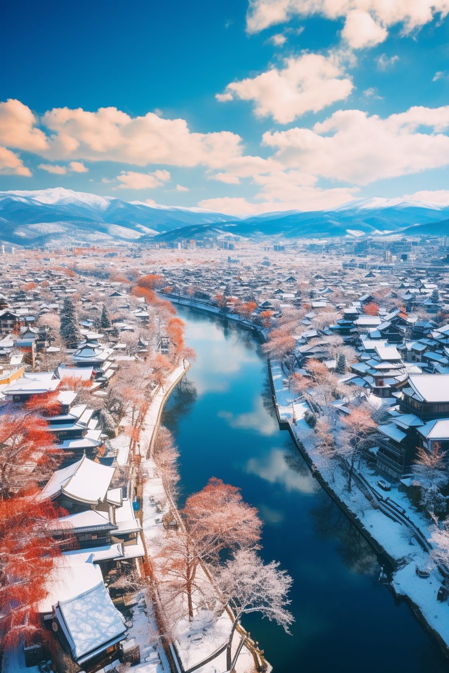 A Snow Covered Kyoto Town