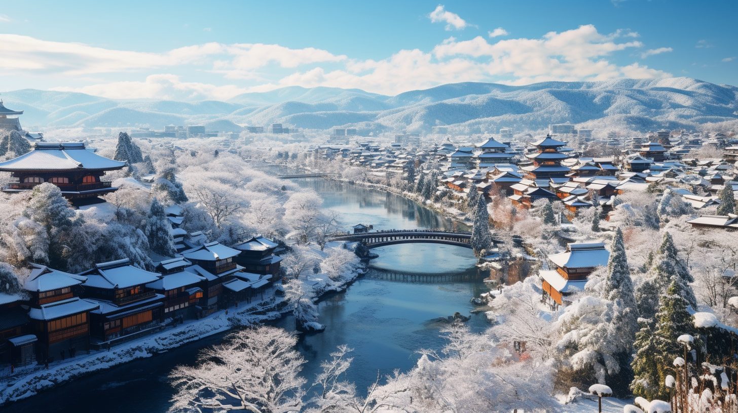 A Snow Covered Kyoto Town