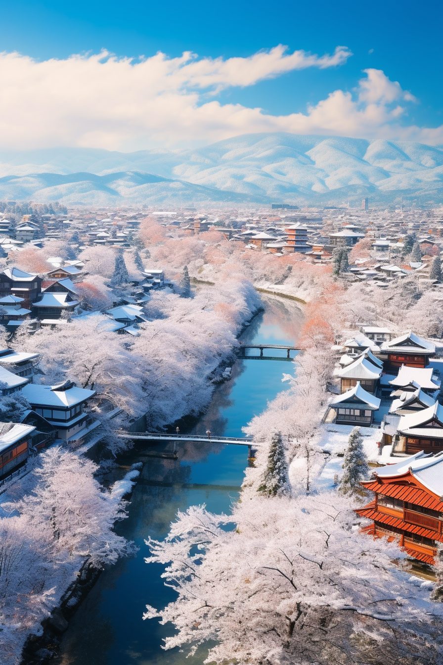 A Snow Covered Kyoto Town