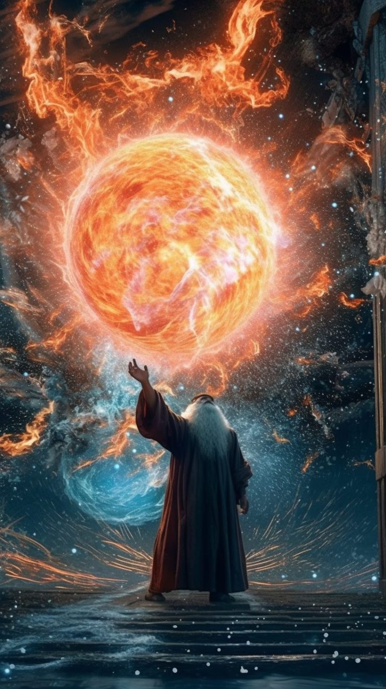 A Wizard Conjuring a Powerful Fire Spell