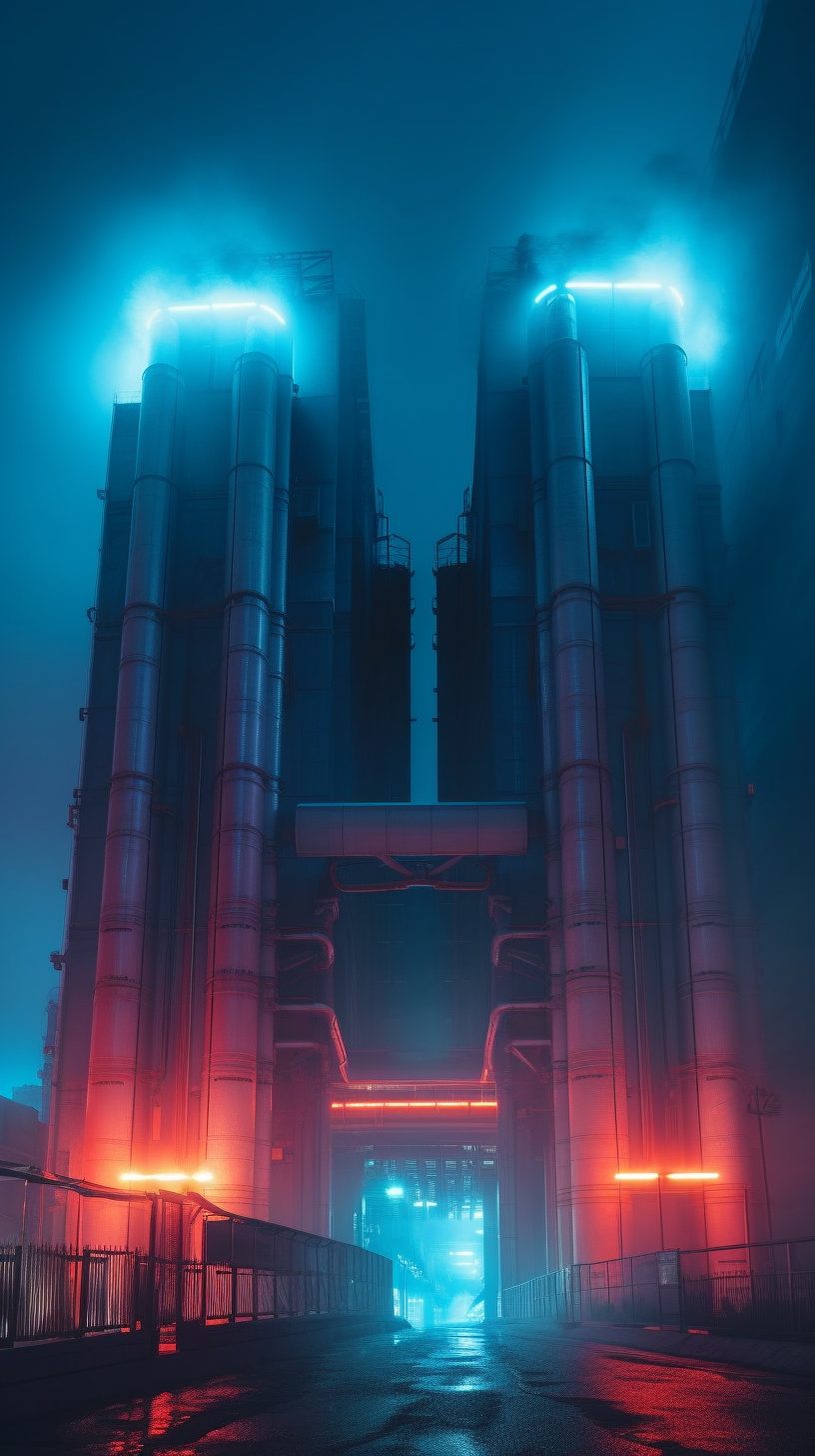 Brutalist Neon Buildings