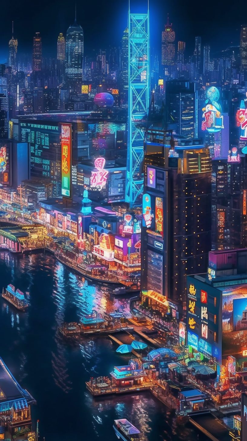 Cyberpunk Waterfront Area
