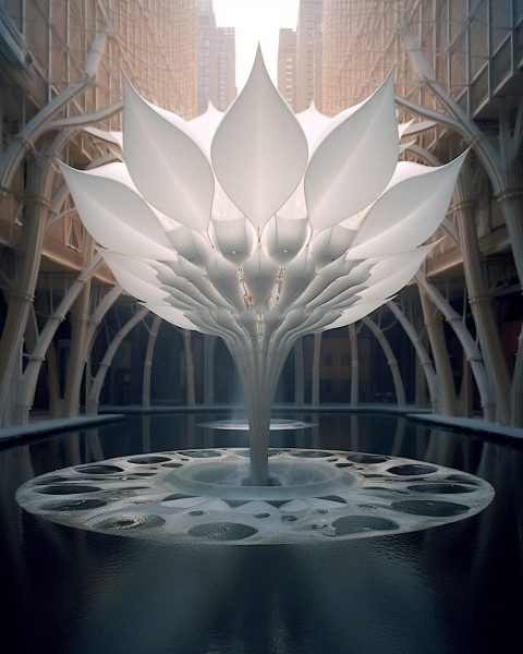 Lotus-Inspired Rainwater Harvesting Architecture