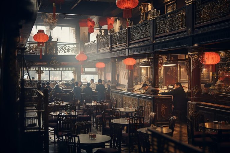 Multi-Storey Old Wooden Chinese Restaurant