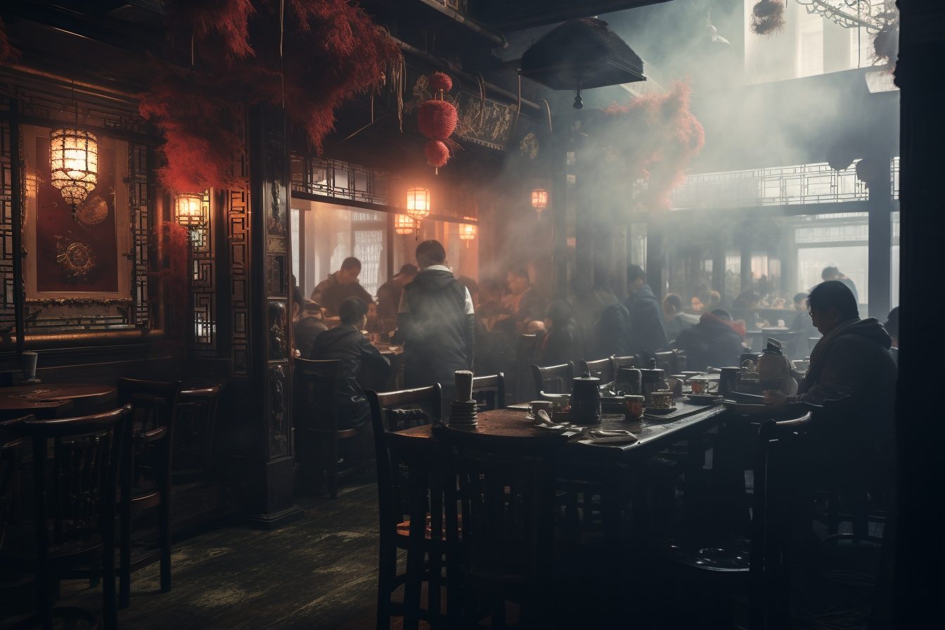 Multi-Storey Old Wooden Chinese Restaurant
