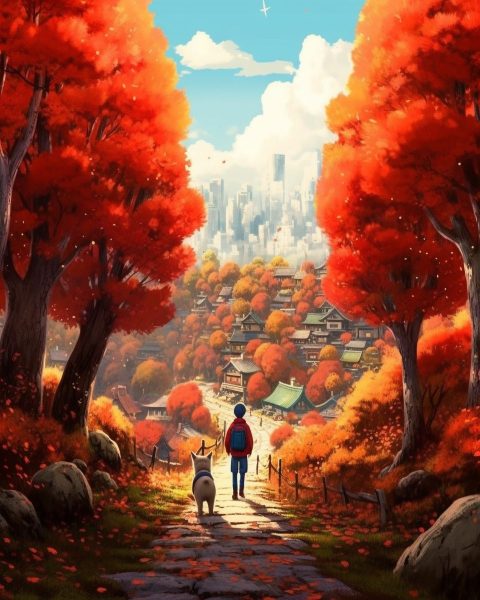 Walking Back Home During Autumn