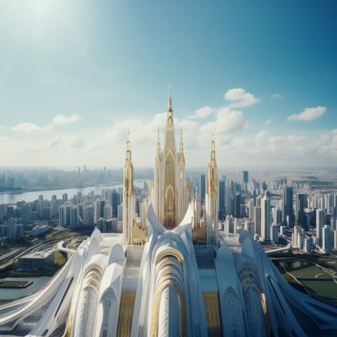A Futuristic Cathedral in a Modern City