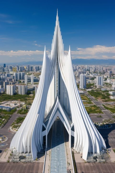 A Futuristic Cathedral in a Modern City