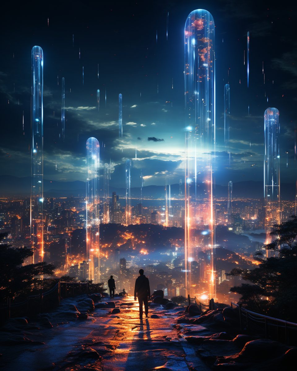 City of Light Pillars