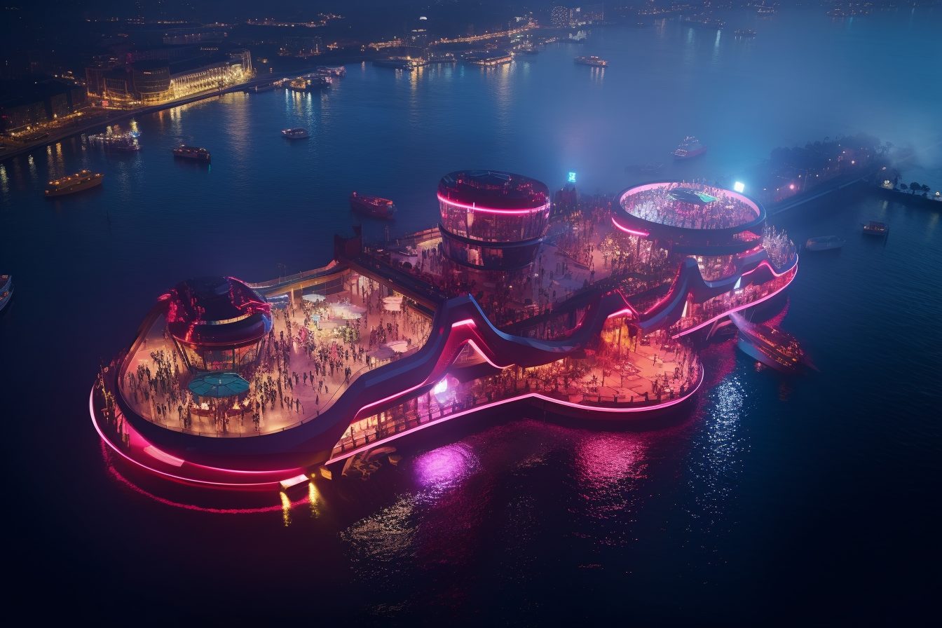 Cyberpunk Floating Restaurants