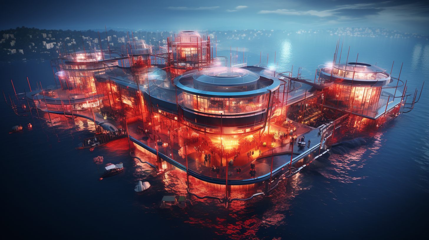 Cyberpunk Floating Restaurants