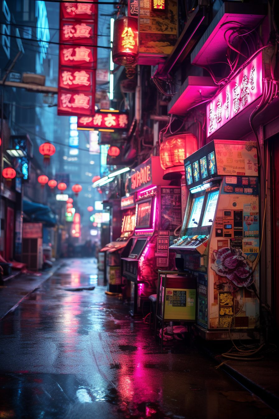 Cyberpunk Neon Vending Machines