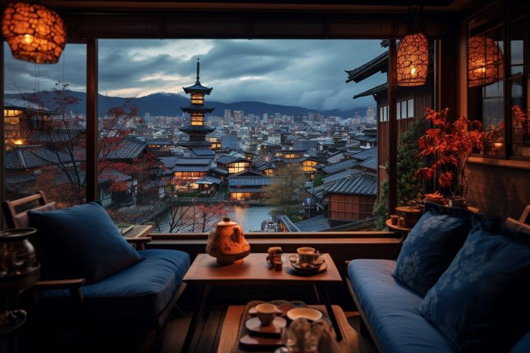 Modern Machiya Home with a View of Kyoto Townhouses