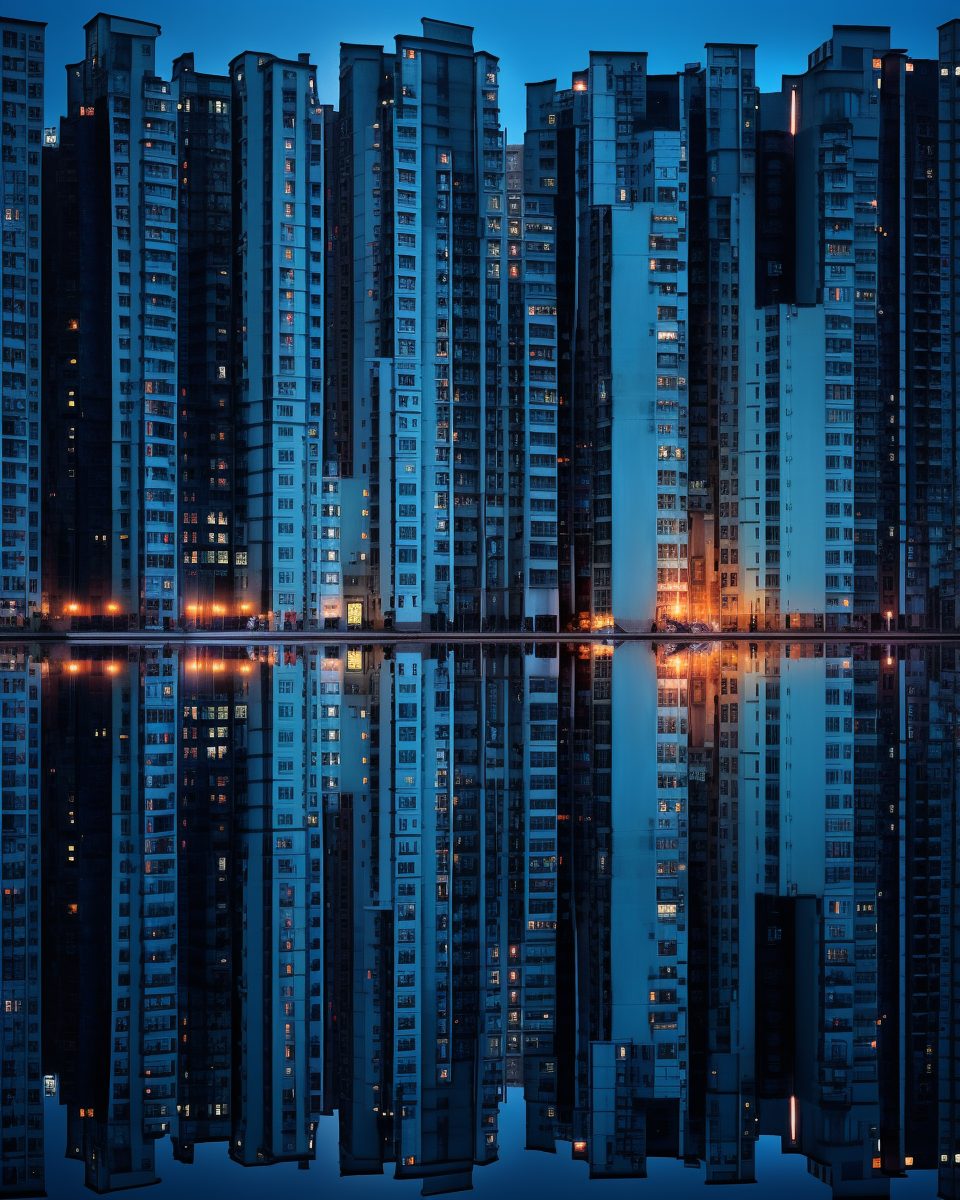 Row Of Ultra-Tall Apartment Buildings