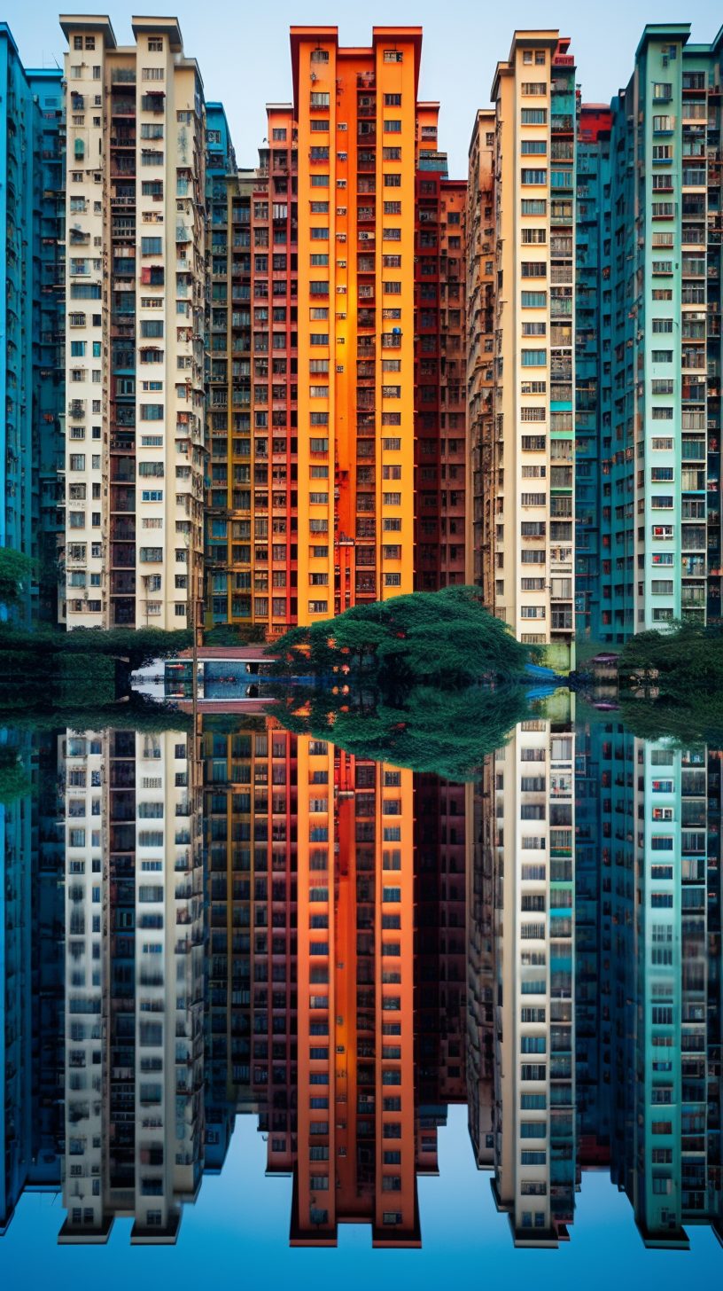 Row Of Ultra-Tall Apartment Buildings
