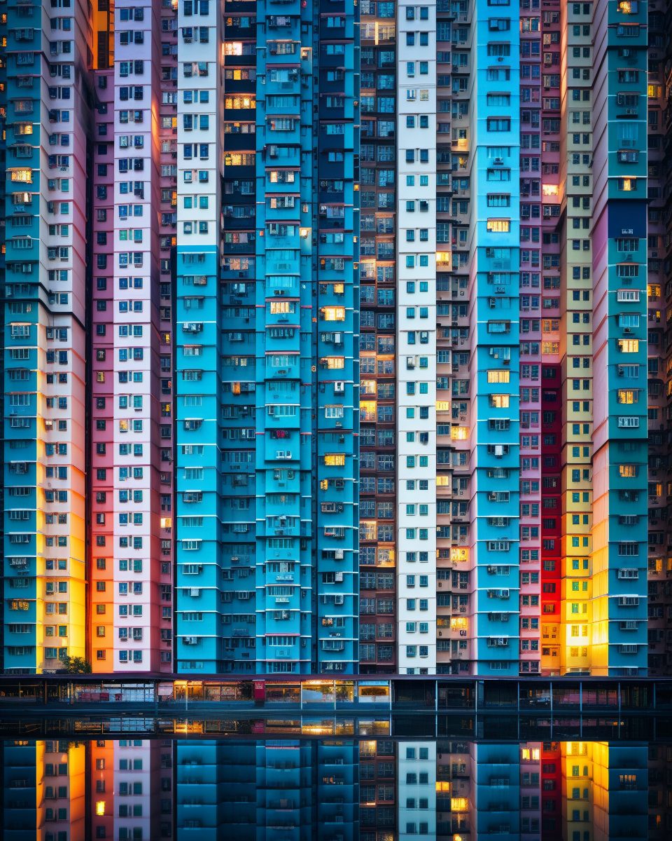 Row Of Ultra-Tall Apartment Buildings