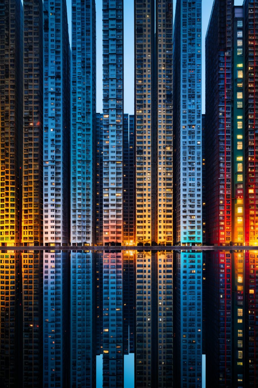 Row Of Ultra-Tall Apartment Buildings