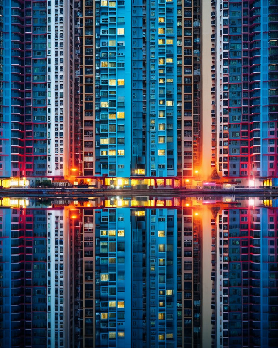 Row Of Ultra-Tall Apartment Buildings