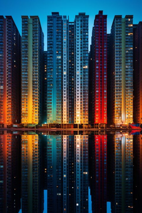Row Of Ultra-Tall Apartment Buildings