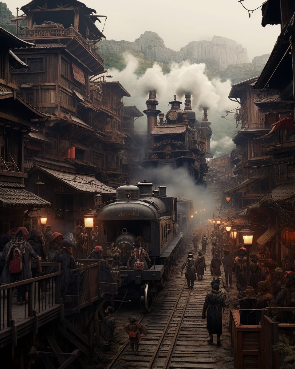 Traditional Japanese Town With Steampunk Vibe