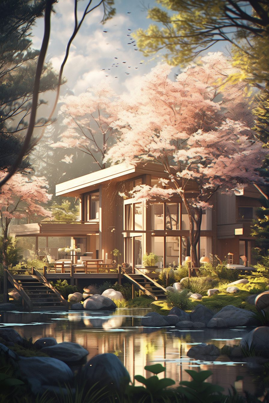 A Beautiful Home Surrounded By Nature