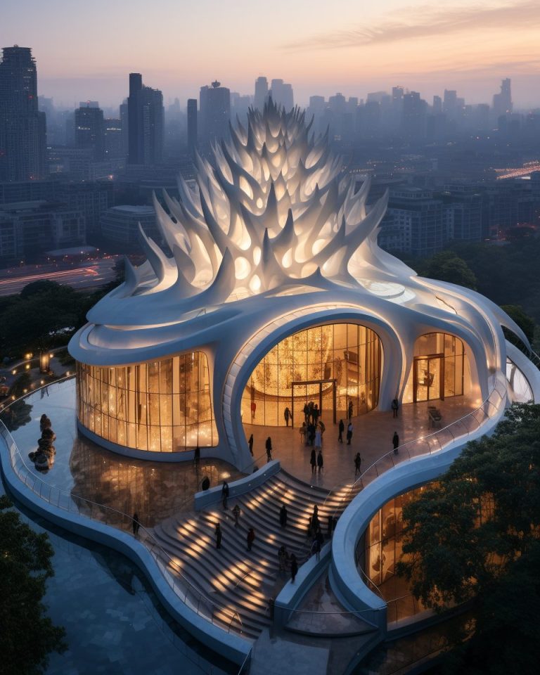 A Building with Futuristic Architecture Design