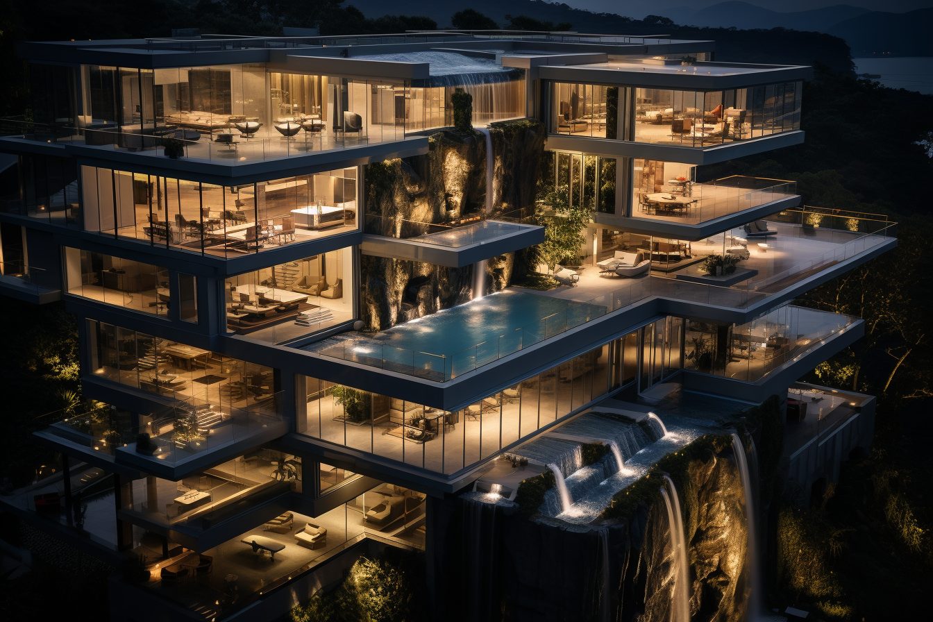 A Mega Luxury Home With Its Own Waterfall