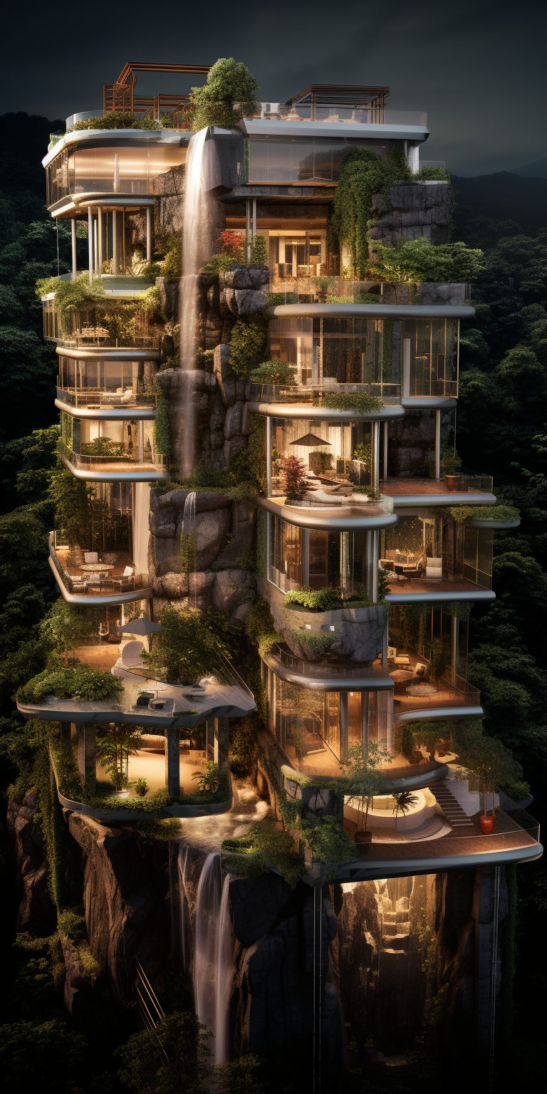 A Mega Luxury Home With Its Own Waterfall