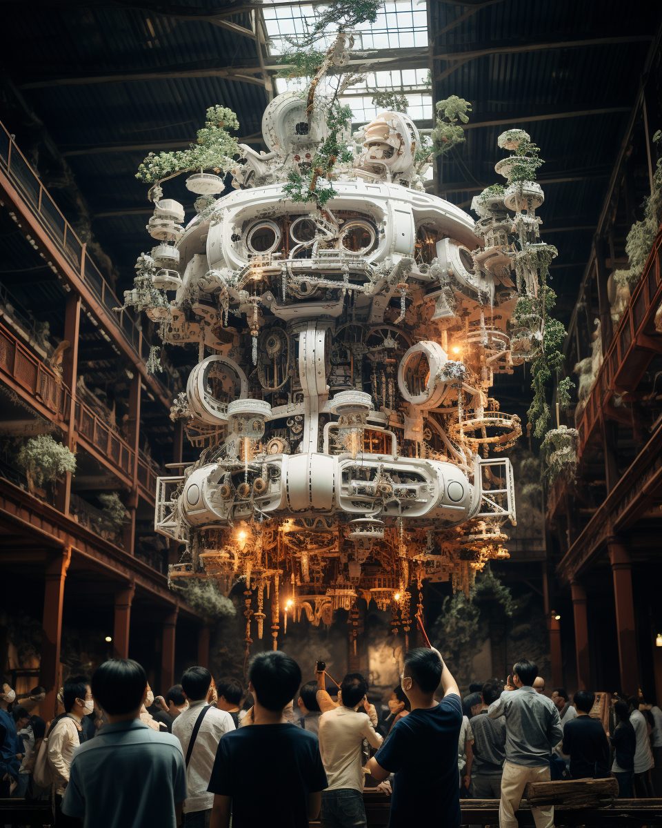 A Wooden Museum With Futuristic Robots On Display