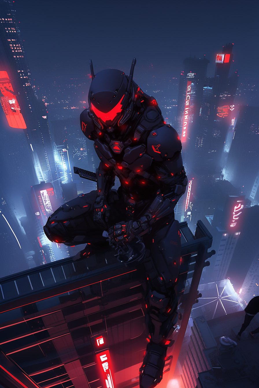 Cyberpunk Ninjas On Rooftops
