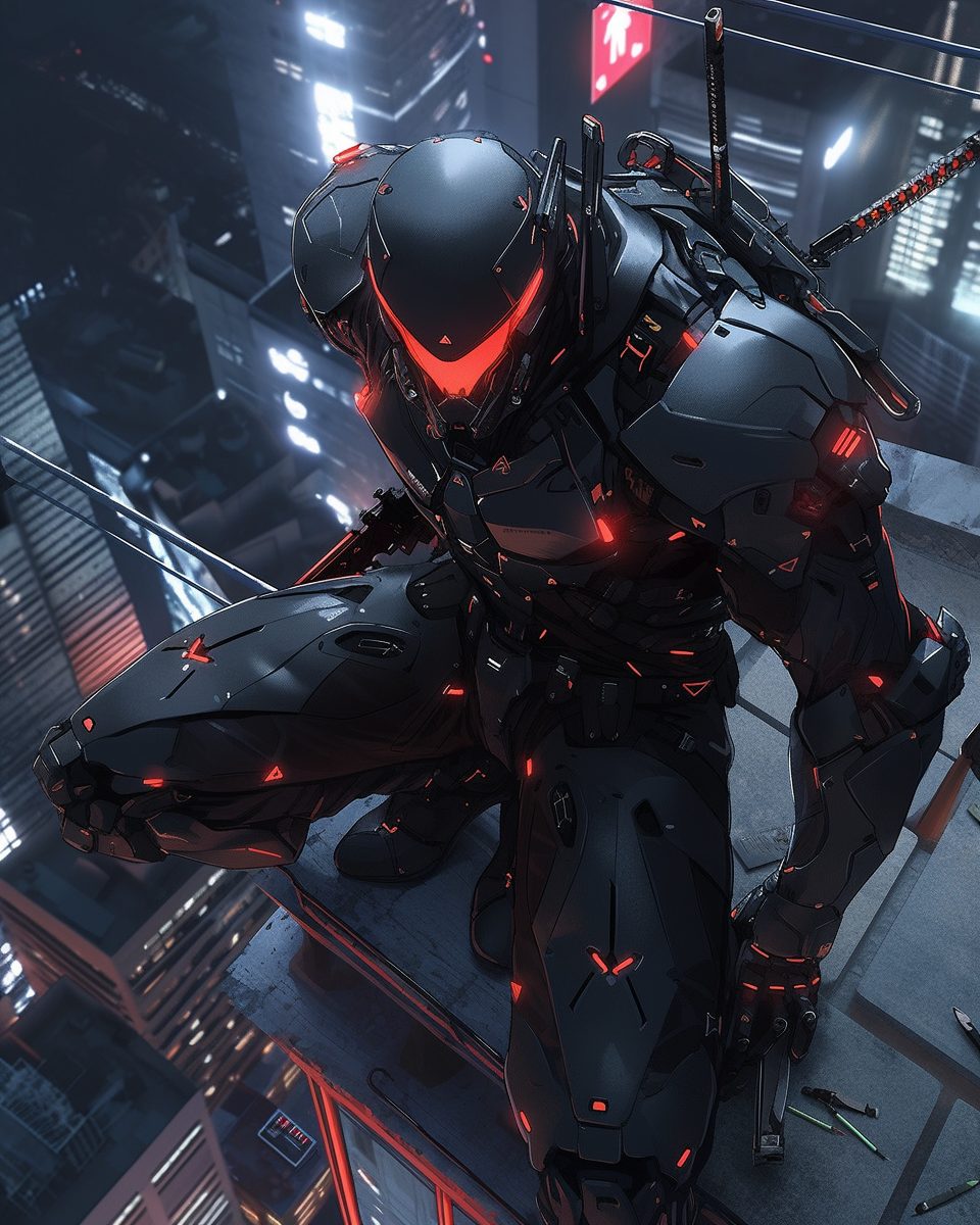 Cyberpunk Ninjas On Rooftops